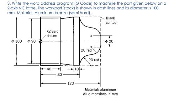 Solved 3. Write the word address program (G Code) to machine | Chegg.com