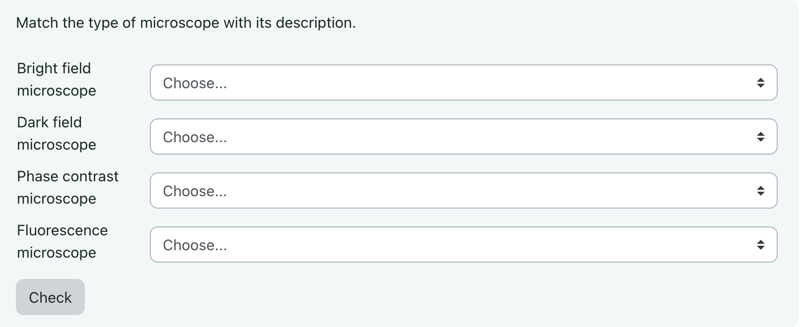 Solved Match the type of microscope with its | Chegg.com