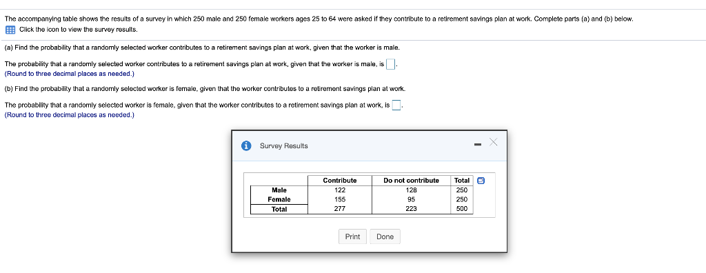 Solved The accompanying table shows the results of a survey | Chegg.com