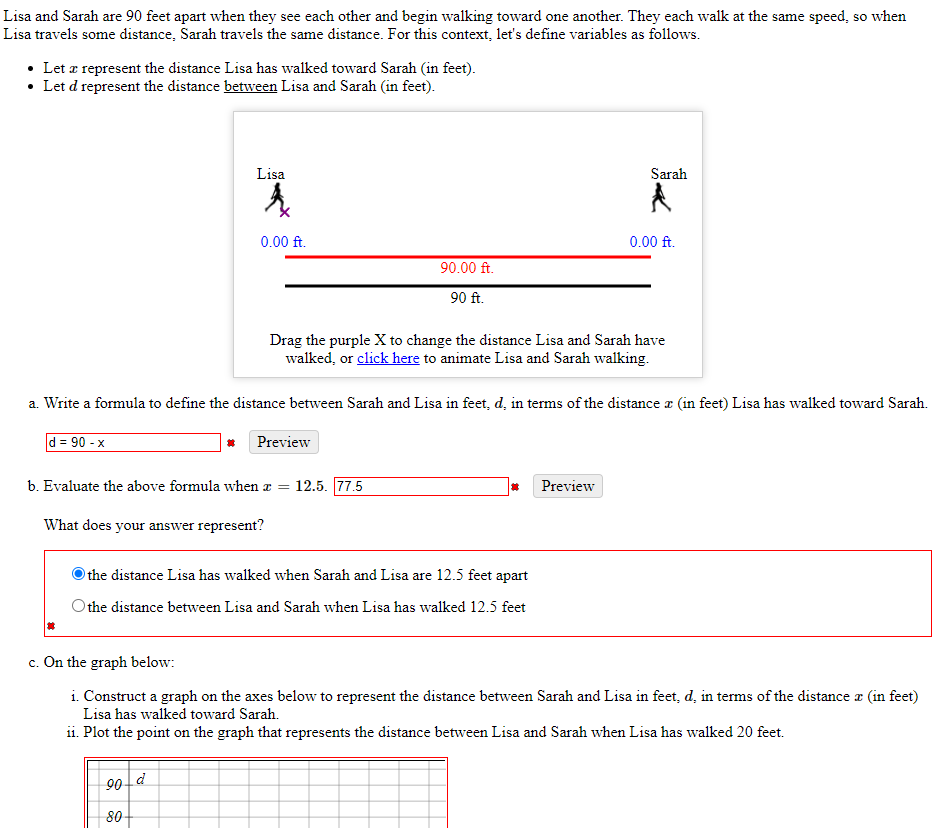 Solved Lisa and Sarah are 90 feet apart when they see each | Chegg.com