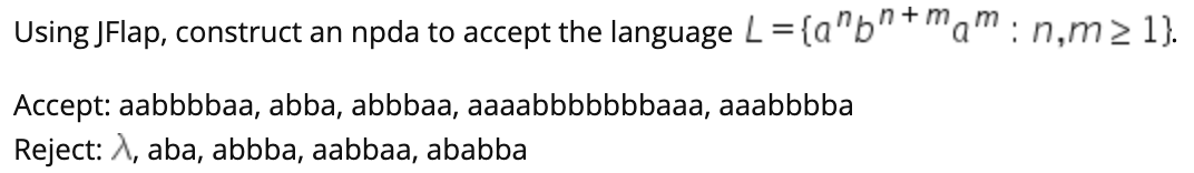 Solved Using Jflap Construct An Npda To Accept The Language 