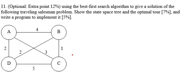 Solved 11. (Optional: Extra point 12\%) using the best-first | Chegg.com