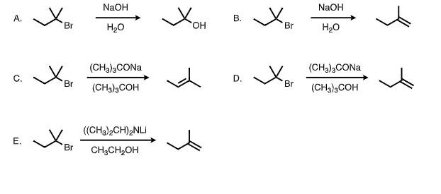 Solved A. B. >×Br C. D. χBr(CH3)3COH(CH3)3CONa E. | Chegg.com