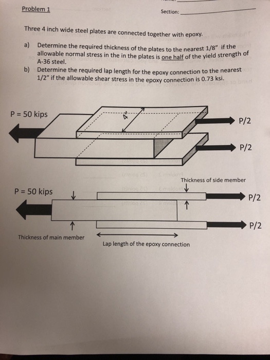 Solved Problem 1 Section: Three 4 inch wide steel plates are | Chegg.com