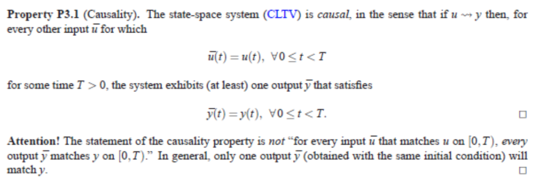Property P3.1 (Causality). The state-space system | Chegg.com