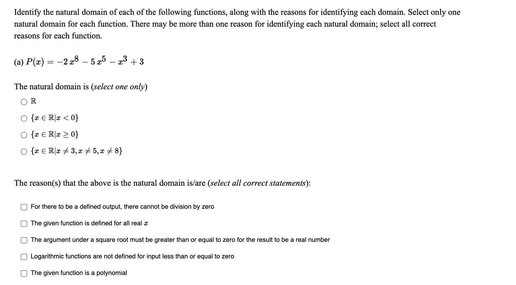 Solved Identify the natural domain of each of the following | Chegg.com