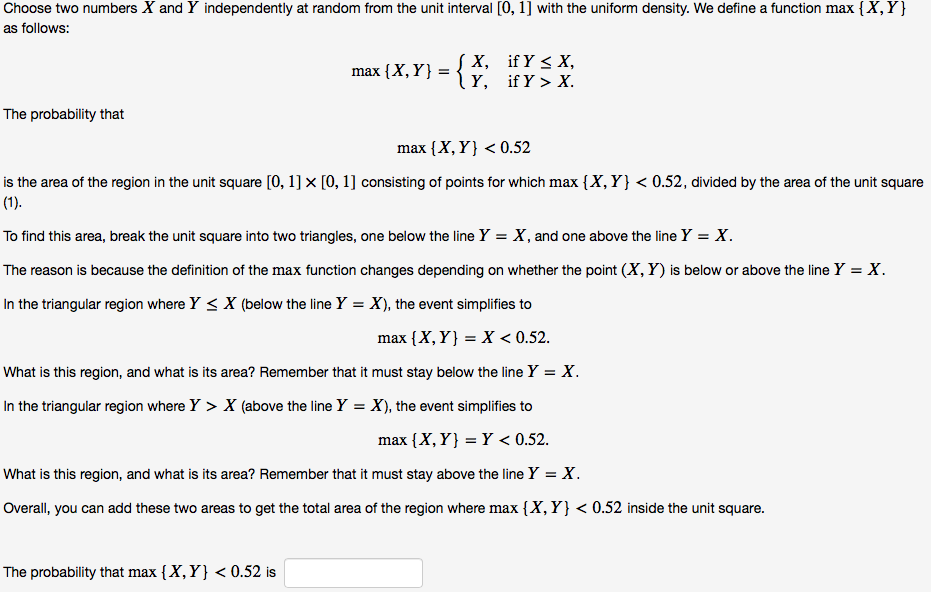 Solved Choose two numbers X and Y independently at random | Chegg.com