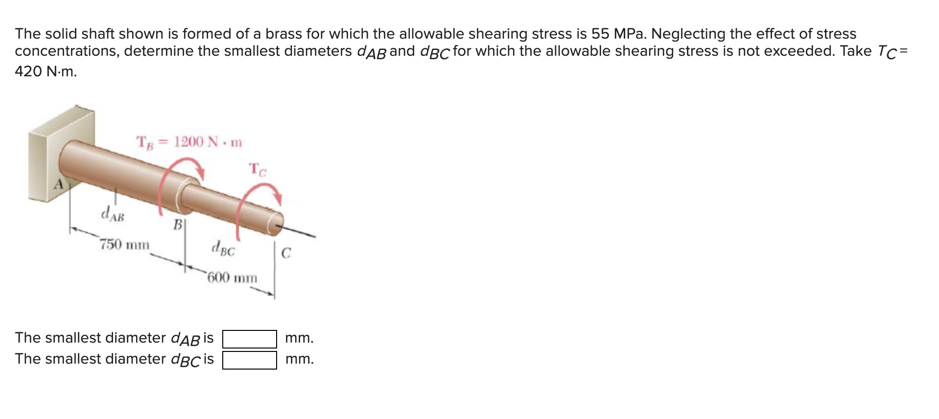 Solved The solid shaft shown is formed of a brass for which | Chegg.com