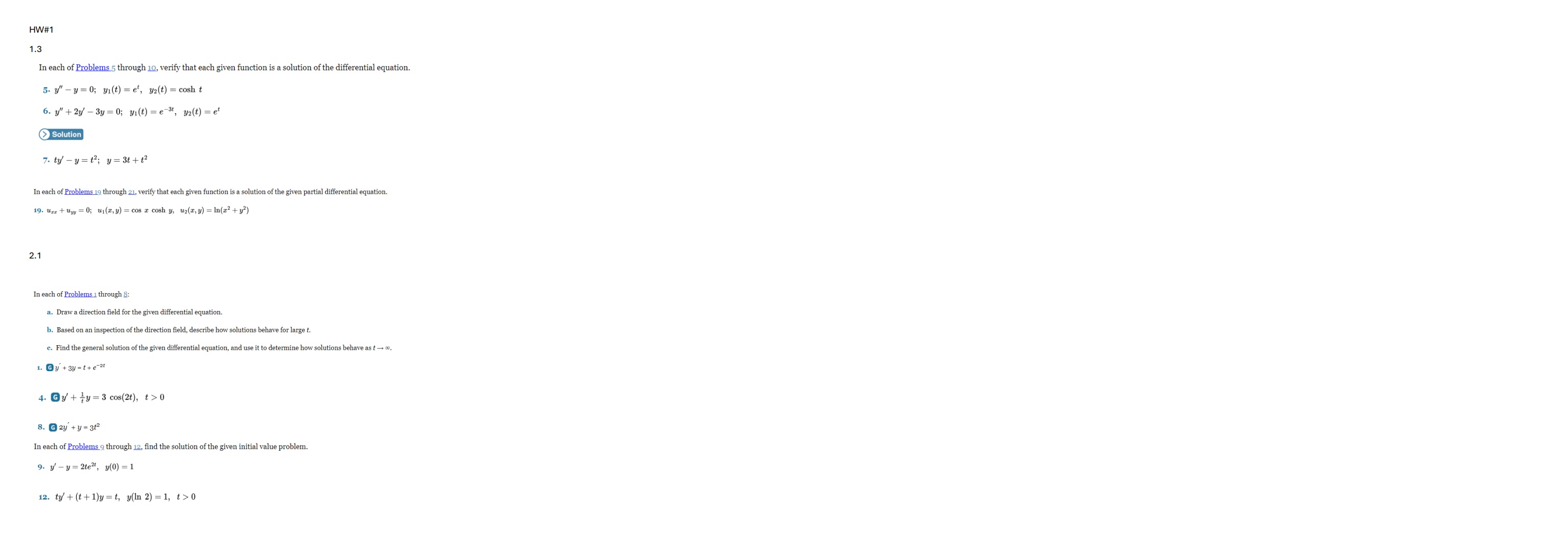 Solved HW#1.3In each of Problems 5 ﻿through 10 , ﻿verify | Chegg.com