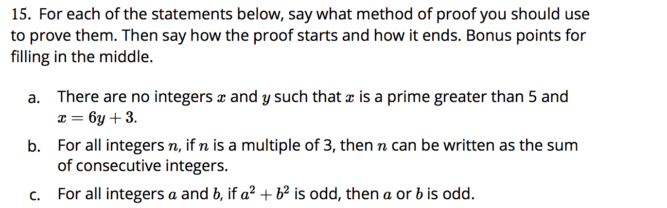 Solved 15. For each of the statements below, say what method | Chegg.com