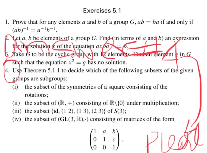 Solved Exercises 5.1 1. Prove that for any elements a and b | Chegg.com