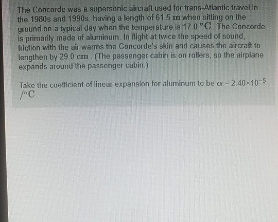 Solved The Concorde was a supersonic aircraft used for | Chegg.com