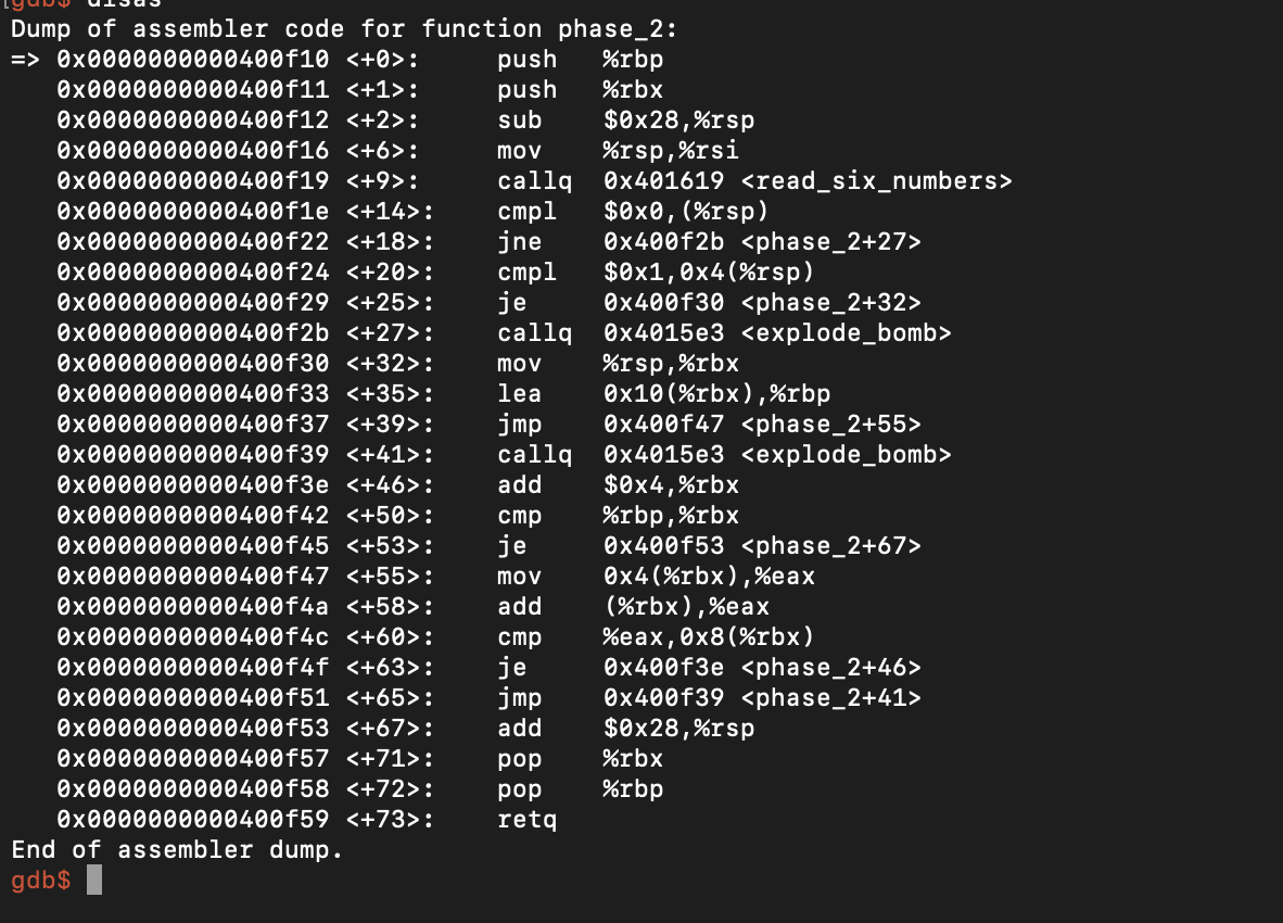 Dump Of Assembler Code For Function Phase2 