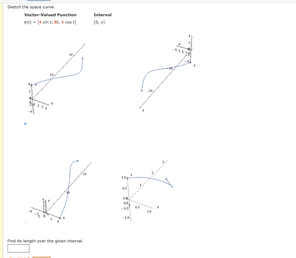 Solved Sketch the space curve. Vector-Valued Function r(t) = | Chegg.com