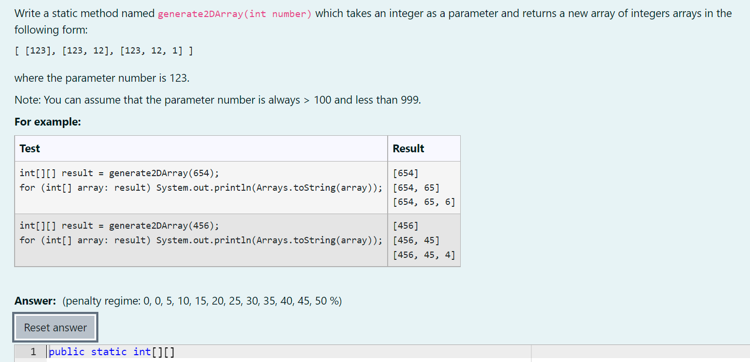 Solved Write A Static Method Named Generate2darray Int 2089