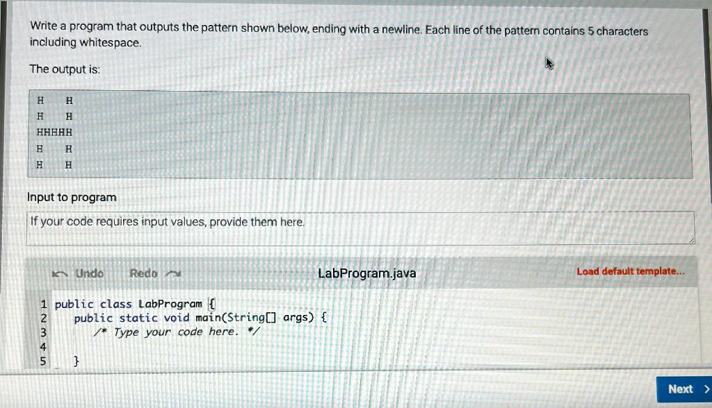 Solved Write a program that outputs the pattern shown below, | Chegg.com