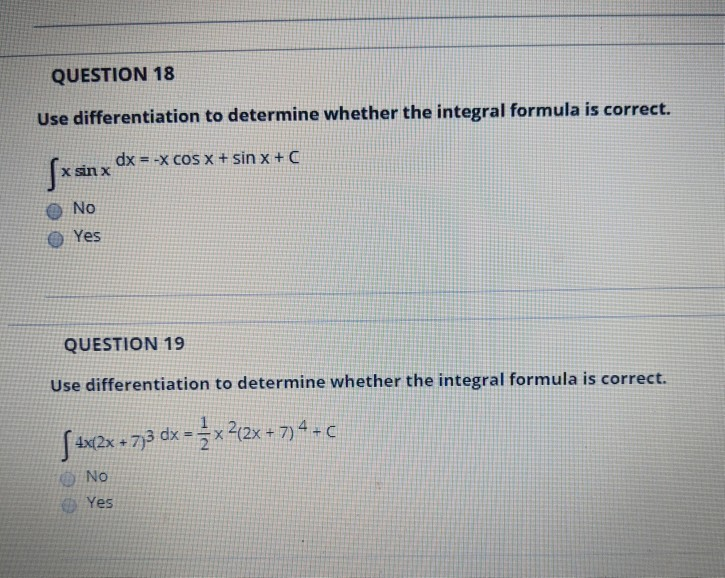 Solved QUESTION 18 Use differentiation to determine whether | Chegg.com