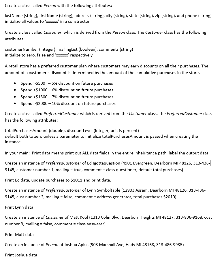 Create a class called Person with the following | Chegg.com