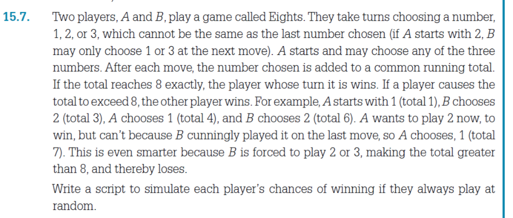 Solved 15.7 Two players, A and B, play a game called Eights. | Chegg.com