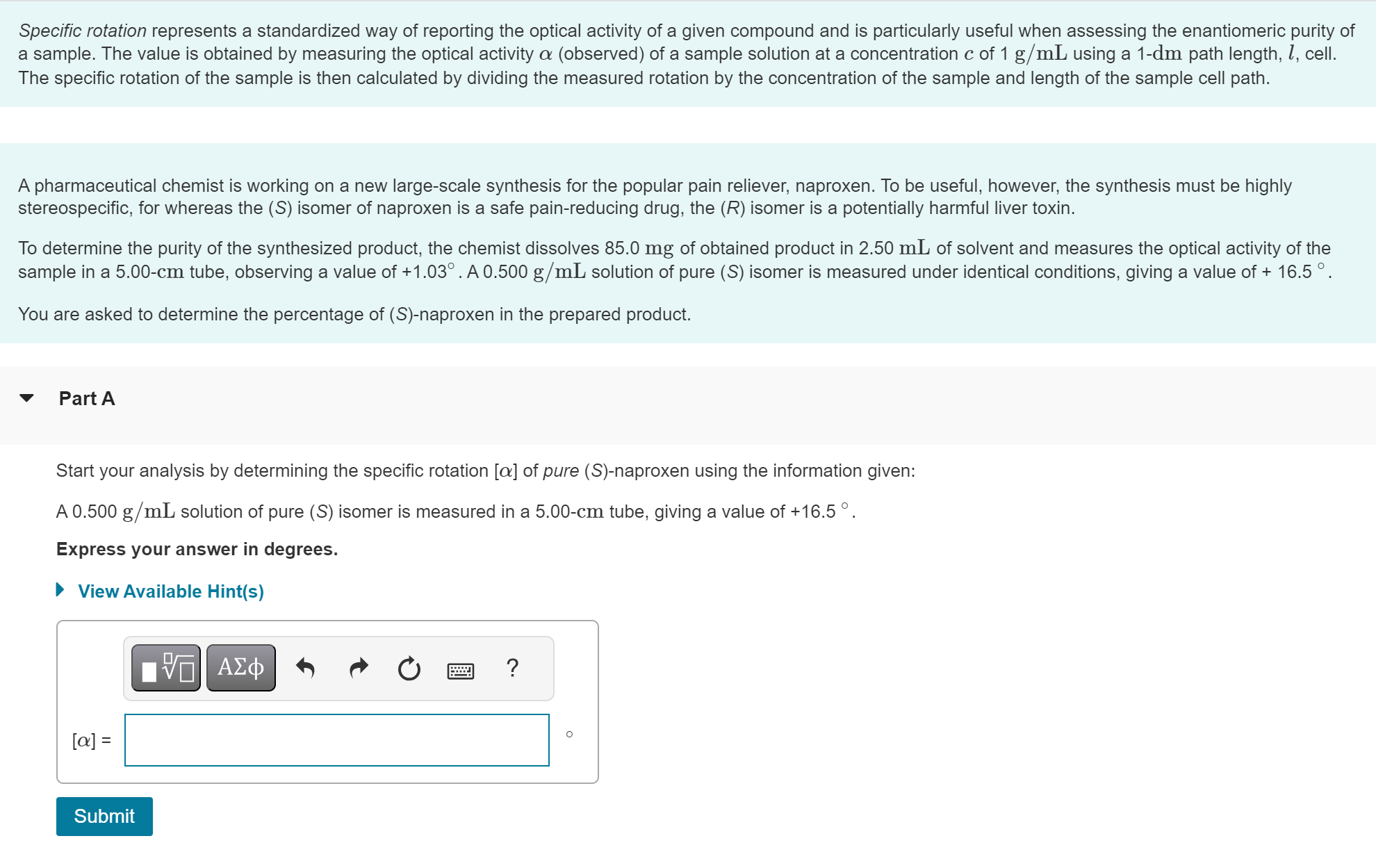 Solved Specific rotation represents a standardized way of | Chegg.com