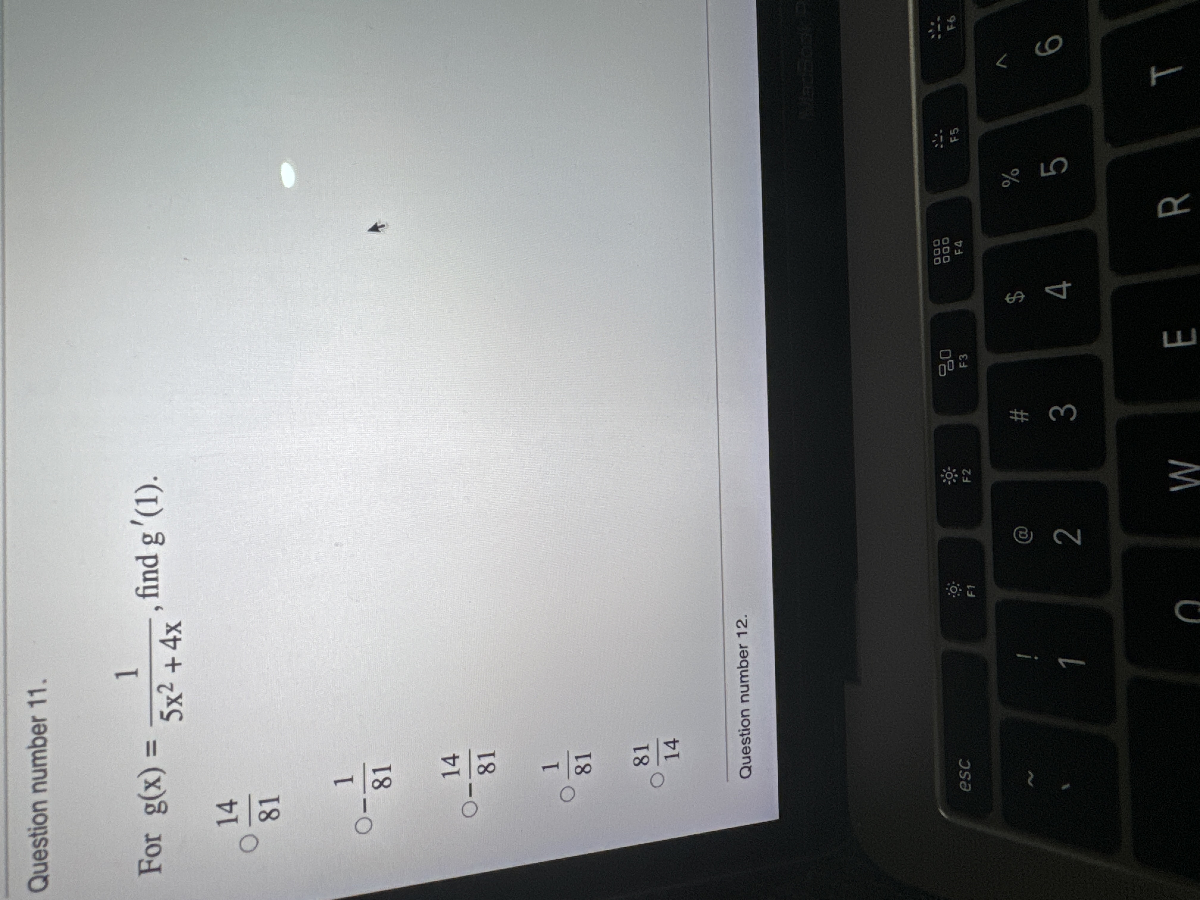 Solved Question number 11.For g(x)=15x2+4x, ﻿find | Chegg.com