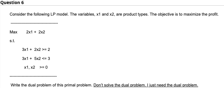 Solved Consider the following LP model. The variables, x1 | Chegg.com