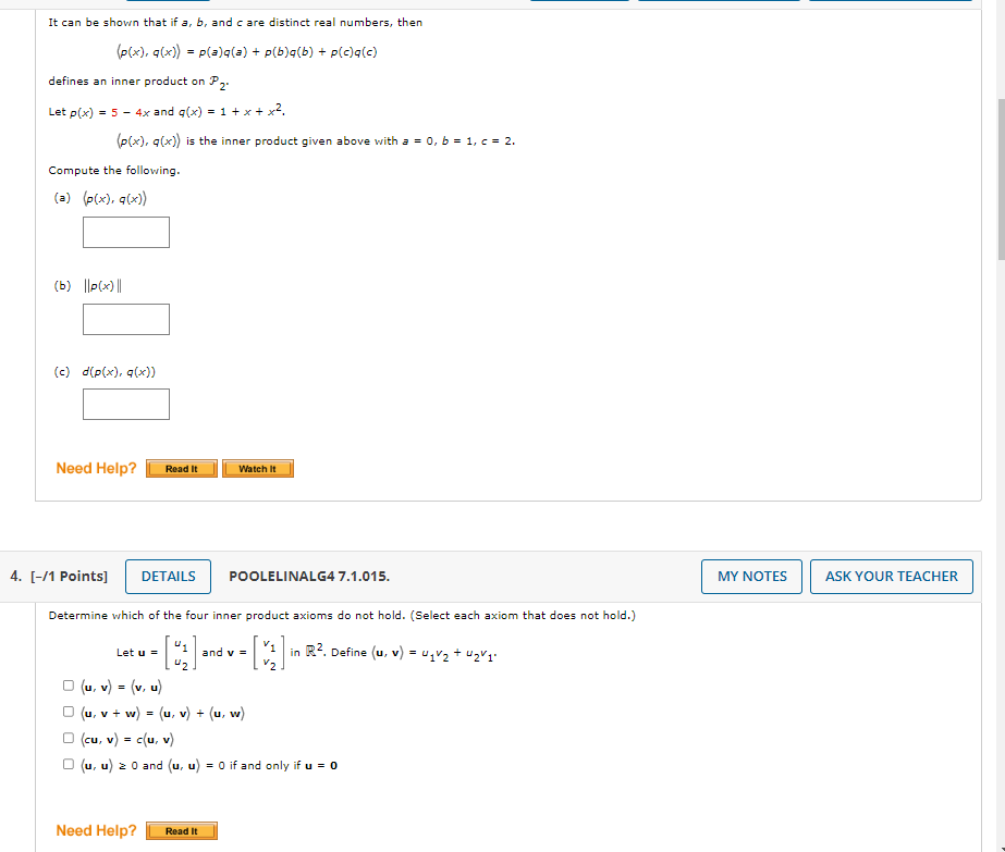 Solved Let u=[1−2] and v=[65] and let u,v =2u1v1+3u2v2 be | Chegg.com