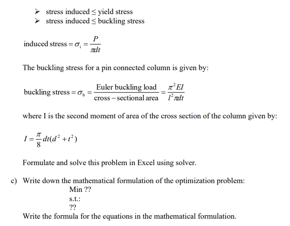 Solved Design a uniform column of tubular section to carry a | Chegg.com