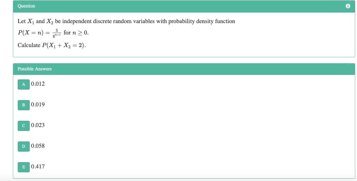 Solved Question Let X1 and X2 be independent discrete random | Chegg.com