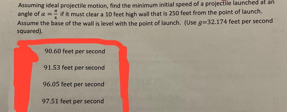 Solved Assuming ideal projectile motion, find the minimum | Chegg.com