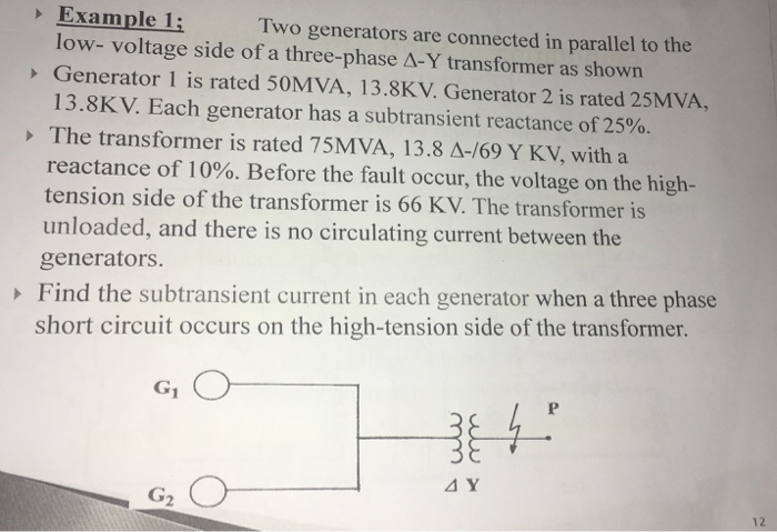 Solved Example L Two Generators Are Connected In Parallel