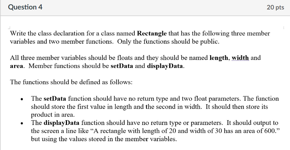 Solved Write The Class Declaration For A Class Named 1284