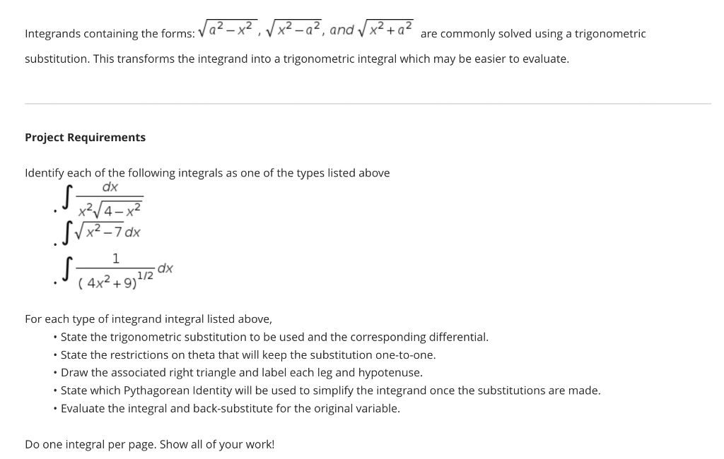 Solved Integrands containing the forms: V 2_x²₁ √√x²-a², and | Chegg.com