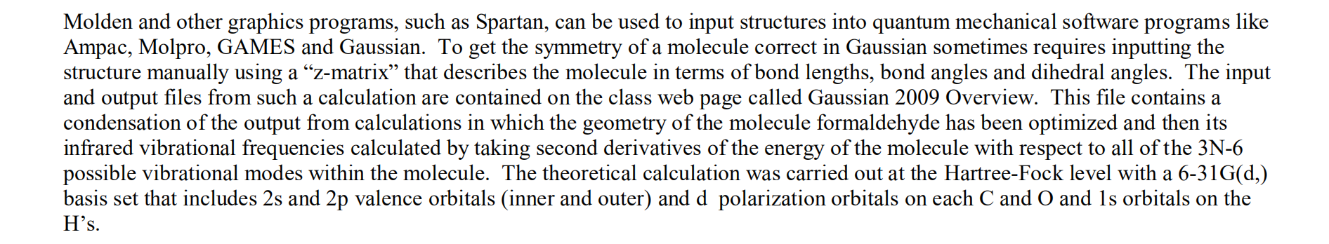 Molden and other graphics programs, such as Spartan, | Chegg.com