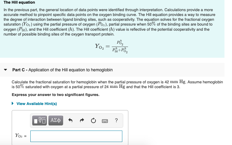 Solved Calculate The Fractional Saturation For Hemoglobin