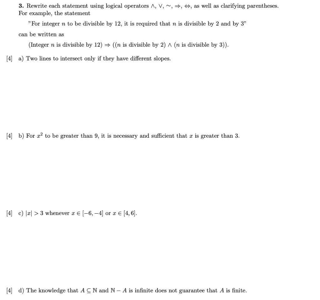 Solved 3. Rewrite each statement using logical operators 1, | Chegg.com
