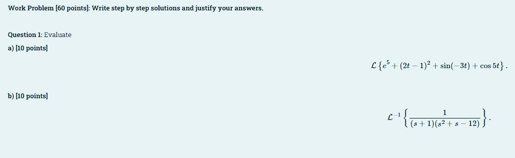 Solved Work Problem (60 points]: Write step by step | Chegg.com