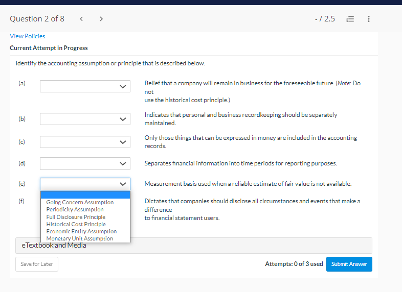 Solved Identify the accounting assumption or principle that | Chegg.com