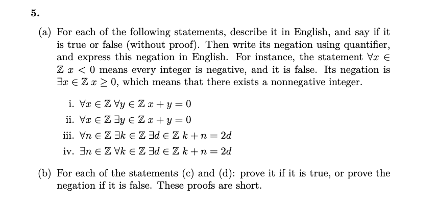 Solved (a) For each of the following statements, describe it | Chegg.com