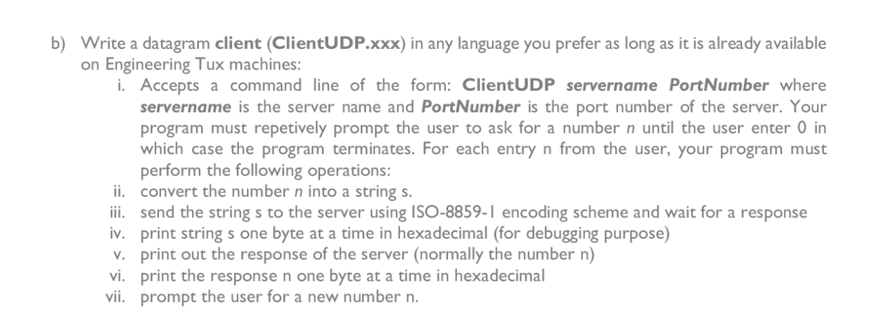 Solved What you need to do: 1. Implement a simple UDP | Chegg.com