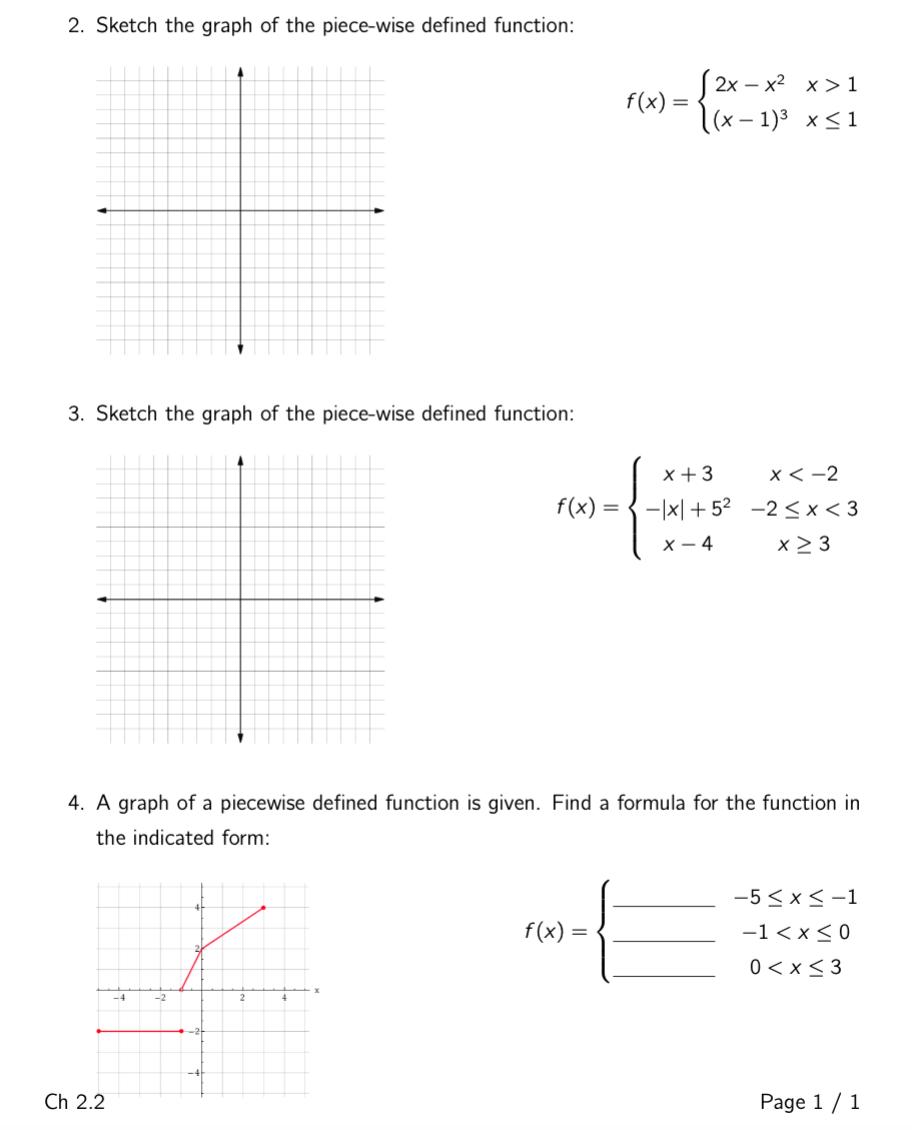 Solved 2. Sketch the graph of the piece-wise defined | Chegg.com