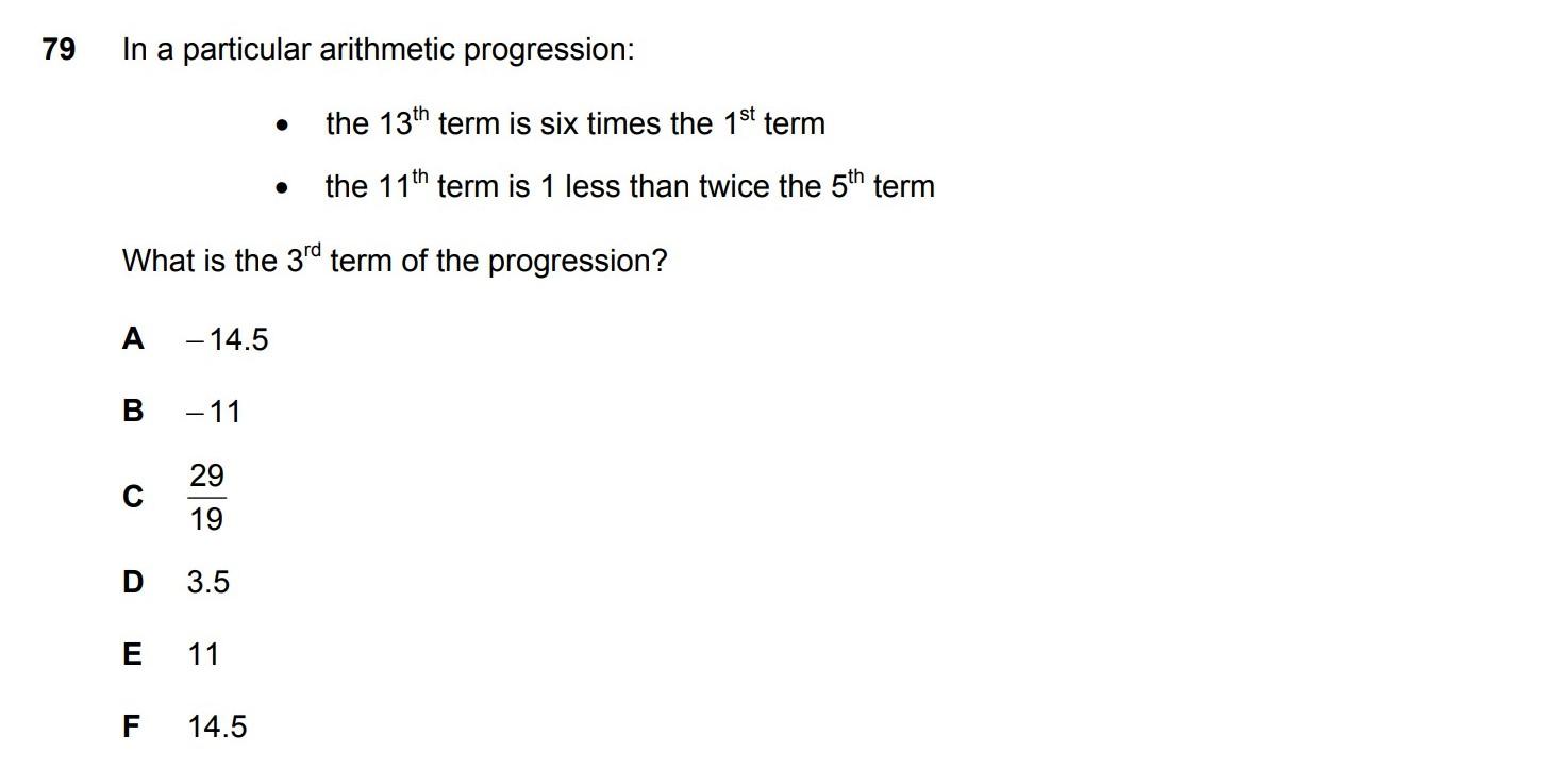 Solved 79 In a particular arithmetic progression: • the 13th | Chegg.com