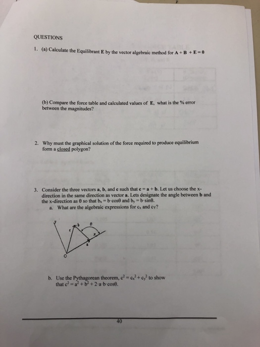 Solved: QUESTIONS 1. (a) Calculate The Equilibrant E By Th... | Chegg.com