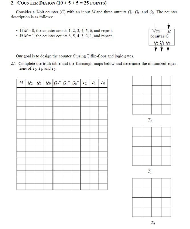 Solved 2. COUNTER DESIGN (10 + 5 + 5 = 25 POINTS) Consider a | Chegg.com