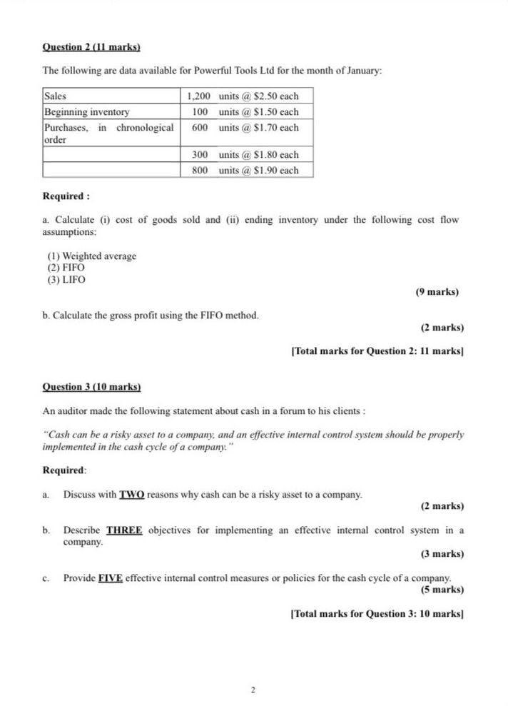 Answer ALL questions. Total marks for this paper are | Chegg.com