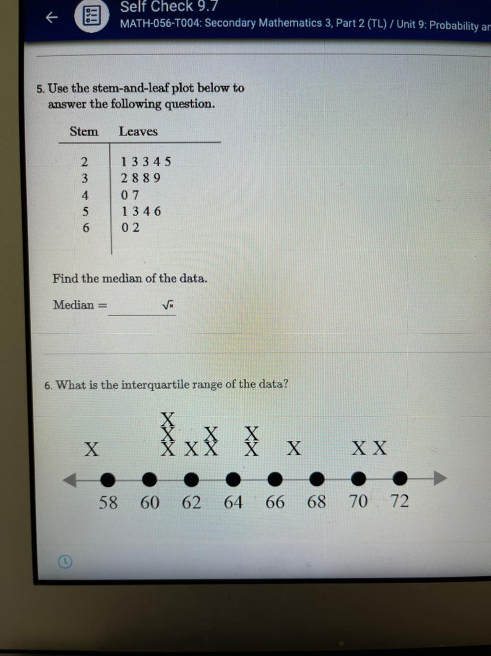 Solved Self Check 9.7 MATH-056-T004: Secondary Mathematics | Chegg.com