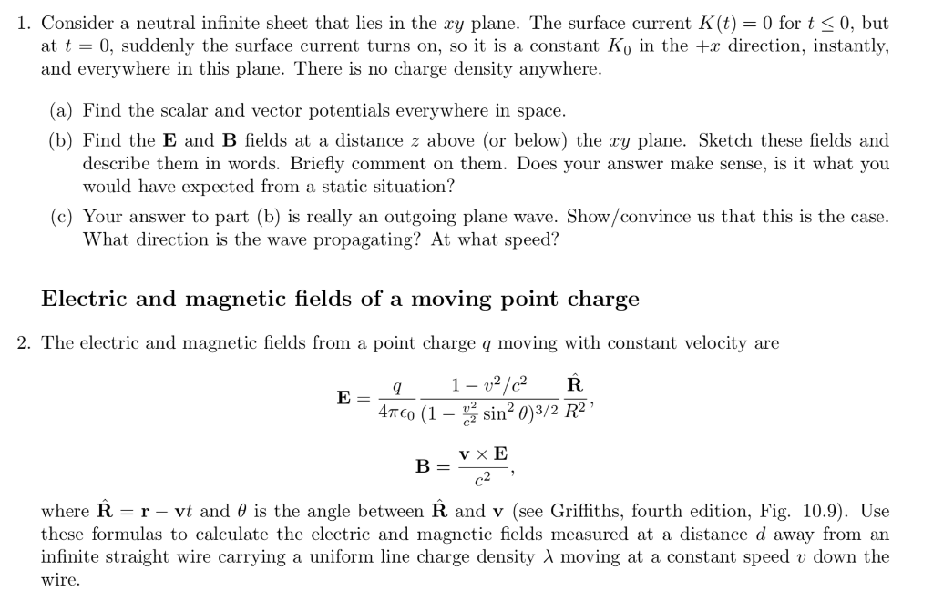 1. Consider a neutral infinite sheet that lies in the | Chegg.com