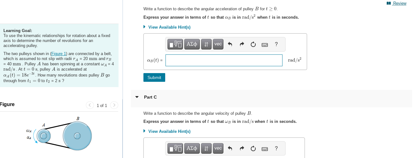Solved What is the initial angular velocity of pulley B ? | Chegg.com