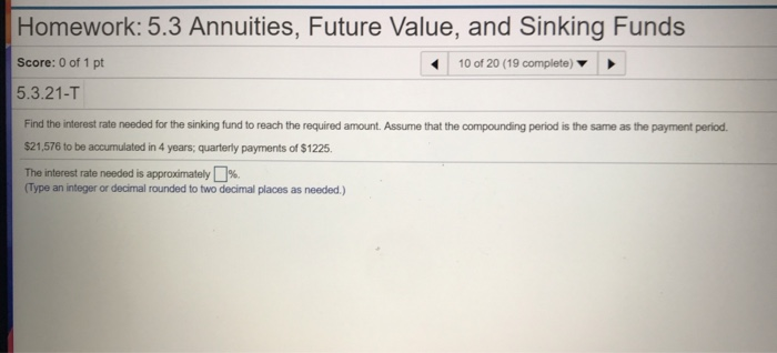 Solved Homework: 5.3 Annuities, Future Value, and Sinking | Chegg.com