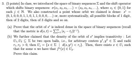 Solved 3. (5 points) In class, we introduced the space of | Chegg.com